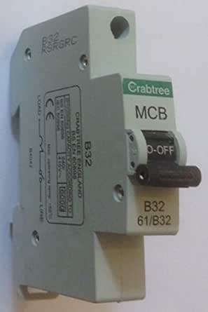 Crabtree 61/B32 MCB | Version with Switch in centre of MCB | Very Pale Grey colour | Starbreaker ...