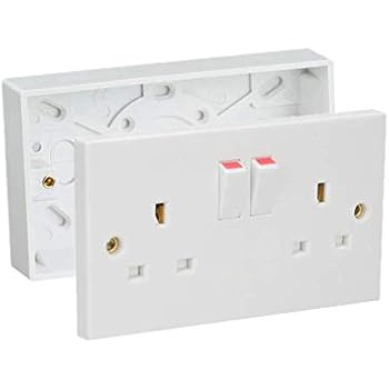 Double Wall Socket & Back Box Pattress. Twin 2 Gang Switched Plug ...