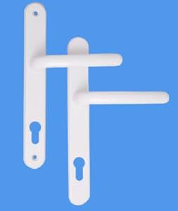 uPVC Door Handles Set Lever/Lever White 92pz - 210mm Screw to Screw - Back Plate 240mm: Amazon ...