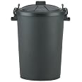 80L/85L - Black - Litre Plastic Colour Bin Garden Rubbish Waste Dustbin ...