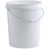 5 X 25 Litre Black Plastic Buckets with LIDS and Metal Handle, Hard ...