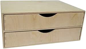 A4 Double Wide Wooden Drawer - Box Desktop Office Desk Storage ...