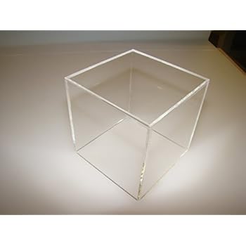 5 sided Clear Acrylic Perspex Box Cube Display Case with Acrylic Base ...