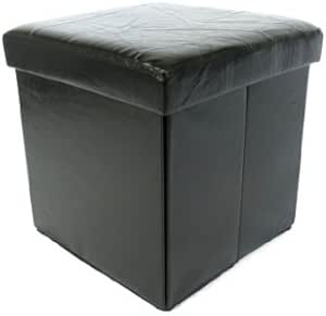 Small Faux Leather Bedroom Ottoman Storage Box - Black: Amazon.co.uk ...