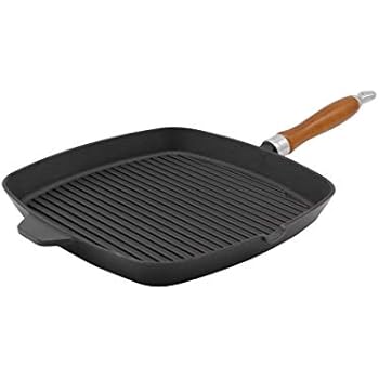 Grillpfanne aus Gusseisen-Pfanne 28 cm abnehmbarer Griff mit Glas ...