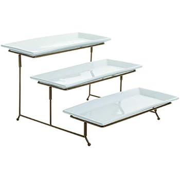 3 étages rectangulaire Plat de service, trois niveaux d'support de ...