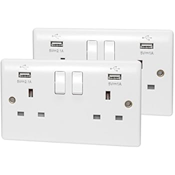Deta S1298 Slimline Twin 13 Amp Switch Socket with 2 x High Power USB ...