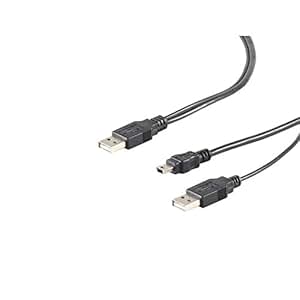 CAVO DOPPIO USB A MINI USB A Y PER HARD DISK DOPPIA ALIMENTAZIONE ...