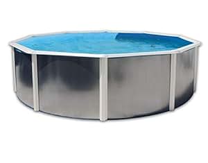 Above ground circular pool 350x120 - Rigid wall - Galvanized Silver ...