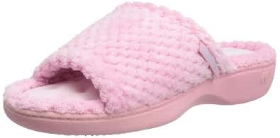 Isotoner Popcorn Open Toe Terry Mule, Womens Slippers, Pale Pink, 4 UK ...