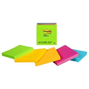 Post-it Notes 654-5UC 3" x 3", Five 100-Sheet Pads - Ultra Colors ...
