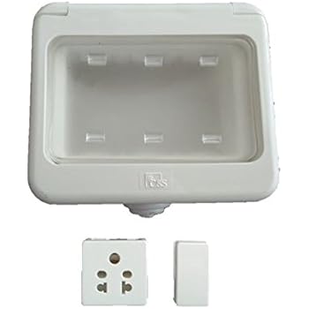 C&S Water Proof 3 Module Plastic Box with 6A Switch and Socket (Ivory ...