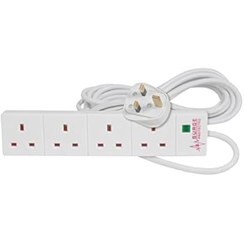 pro-elec 2 m 4 Way Extension Lead Surge Protection: Amazon.co.uk ...