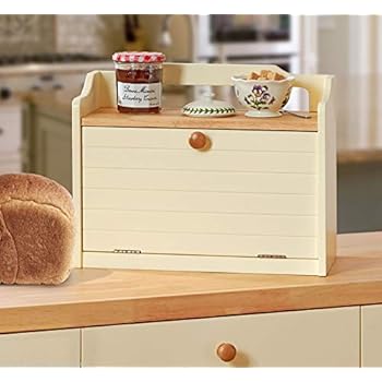 Great Ideas Wooden Bread Bin / Wood Bread Box With Front Opening Door ...