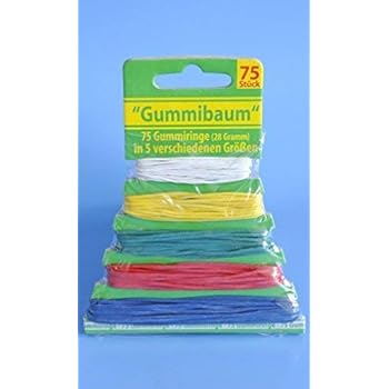 75 Stück bunte Gummiringe Gummibänder farbig sortiert auf praktischem ...