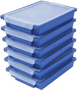 Gratnells Shallow trays - Set of six plastic storage boxes with lids ...