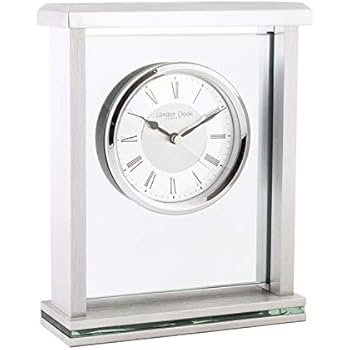 Chrome Silver Colour Modern Mantel Clock with Mirror Insert: Amazon.co ...