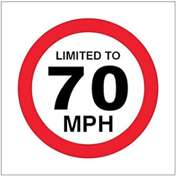 Limited To 70 MPH Vehicle Speed Limit Sign - Self adhesive sticker ...