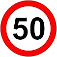 50 mph kmph speed limit road sign - Self adhesive sticker (200mm x ...