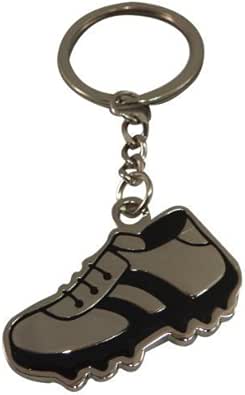 Custom engraved/personalised football boot keyring key chain with black ...