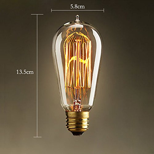 KJLARS 2 X Vintage Edison Glühbirne Glühlampe E27 ST58 Drahtspitze ...