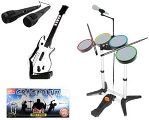Ultimate Wii Rock Band Set - Guitar, Drum Kit & Mic: Amazon.co.uk: Toys ...