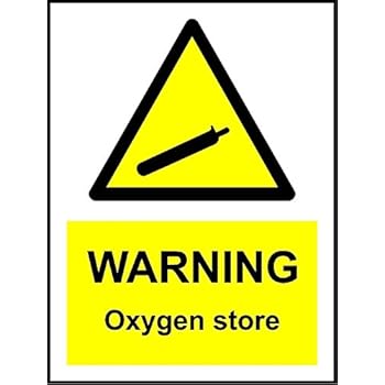 2 x CAUTION- OXYGEN CYLINDER STORAGE- Safety, warning, workplace ...