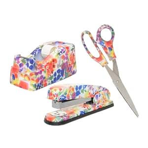 Floral Print Stationery Set (Stapler, Tape Dispenser & Scissors ...