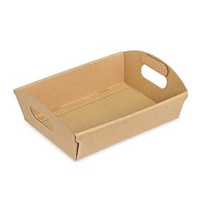 Small Corrugated Tough Cardboard Hamper Basket 320 x 220 x 85mm: Amazon ...