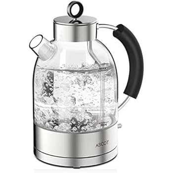 ASCOT Electric Kettle Glass -1.7L Retro Hot Water Tea Kettle BPA Free ...