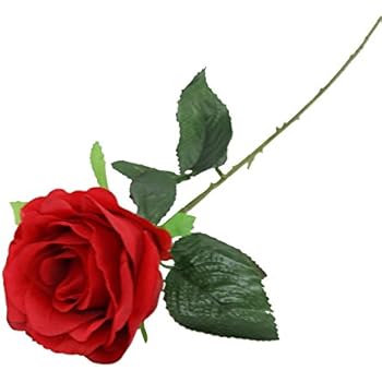 LCCL Silk Rose 17" Artificial Flowers As Natural - 1,Red: Amazon.co.uk ...