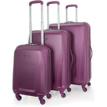 2408 Wavy Multicolour Rainbow Set of 3 Suitcases - Super Lightweight 4 ...