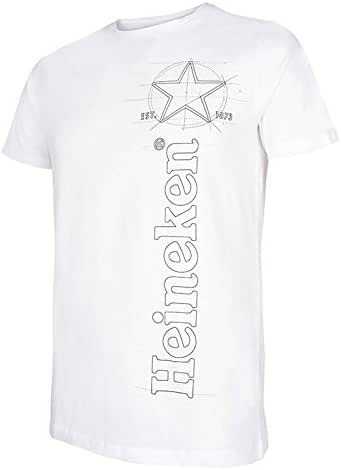 Heineken Men's White T-Shirt, 100% Cotton Printed Beer Logo: Amazon.co ...