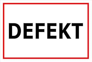 Melis Folienwerkstatt Schild - Defekt - 15x10cm | Bohrlöcher | 3mm ...