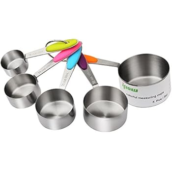 10er Set Edelstahl Messbecher Messlöffel Cup mit dem Silikon Griff für ...