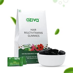 OZiva Biotin Hair Multivitamins Gummies, Raw Mango, 30 Gummies (With ...
