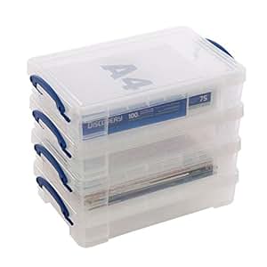 4 x Really Useful 4 Litre Storage Boxes Clear Plastic With Lid Box ...