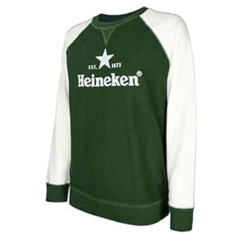 Heineken Men's Sweater 100% Cotton Fleece - White and Green (XL ...