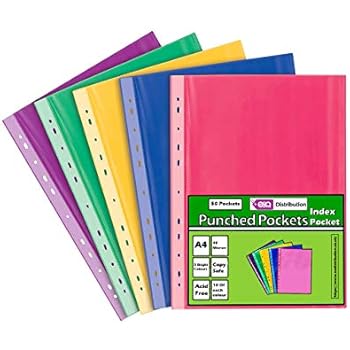 A4 Clear Plastic Punched Pockets Filing Folders Wallets Sleeves ...