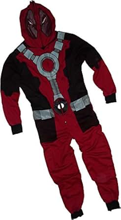 Deadpool (X-Men) Costume - Hooded Fleece One-Piece Union Pajamas, Large ...