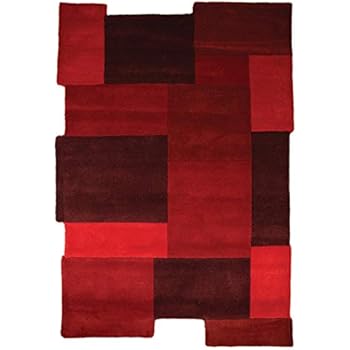 Flair Rugs Abstract Collage Pure Wool Hand Carved Rug, Red, 120 x 180 ...