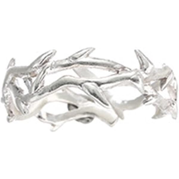 9mm Wide Band Ring Crown Of Thorns Ring - 9MM Stainless Steel Tree Vine ...