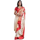 Buy NEW COLLECTION Red Border White Durga Puja Bengali Handloom Garad ...