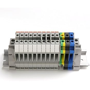Erayco DIN Rail Terminal Blocks Kit, 20Pcs UK-2.5N 12 AWG Terminal ...