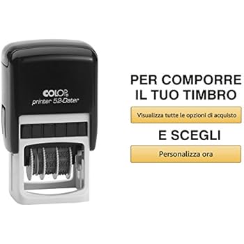 Timbro Datario Personalizzato Autoinchiostrante 2 Righe più Data Scegli e Componi Online il ...