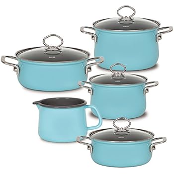 Riess Emaille Topfset mit Pfanne (5-tlg.) - Aquamarin: Amazon.de: Küche ...