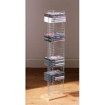 Modern Silver Finish Metal DVD Tower Rack (40 DVDs Storage): Amazon.co ...