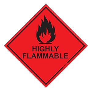Hazard Sign - Highly Flammable Sticker (Diamond) 100x100mm: Amazon.co ...