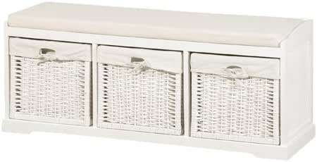 Willow weave low 3 basket drawer bathroom storage bench: Amazon.co.uk ...