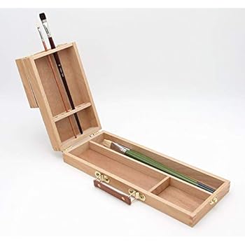 Artists Wooden Storage Box Organiser for Paint Brushes Drawing Pencils ...